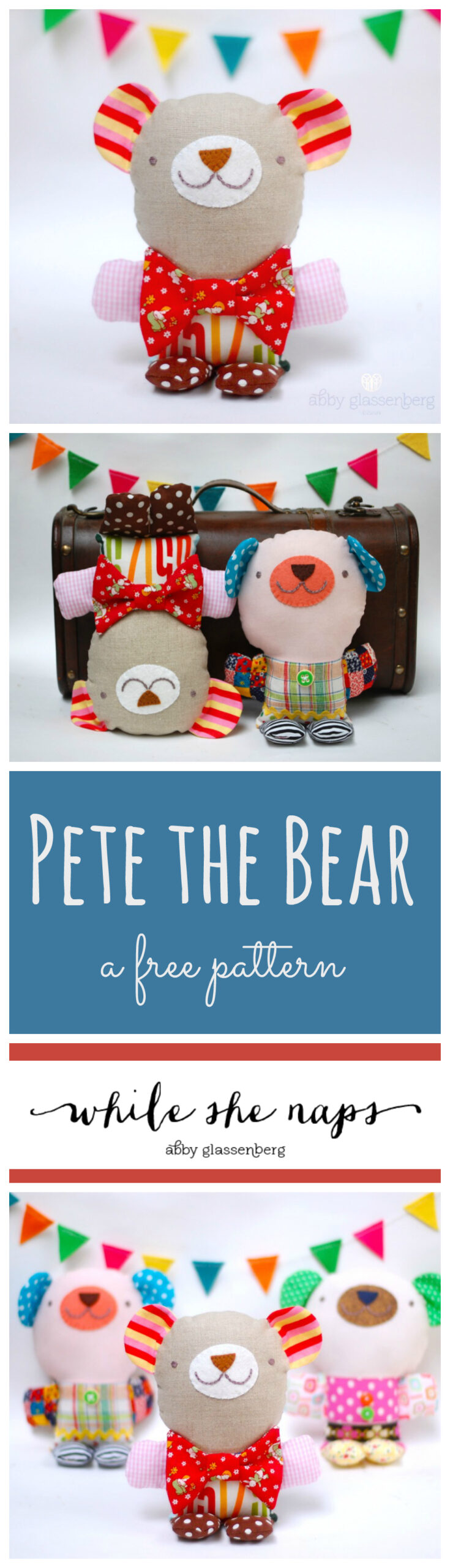Pete the Bear collage - whileshenaps.com